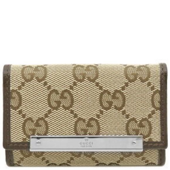 Gucci | Bags | Gucci Key Case Rows Metal Bar Gg Canvas Beige X Brown ...